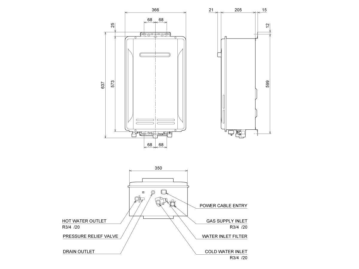 Thermann C7 26L Continuous Flow Hot Water Unit 50 Degree LPG/NG ...